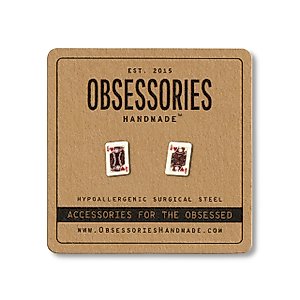 Handmade King & Queen Playing Card Stud Earrings