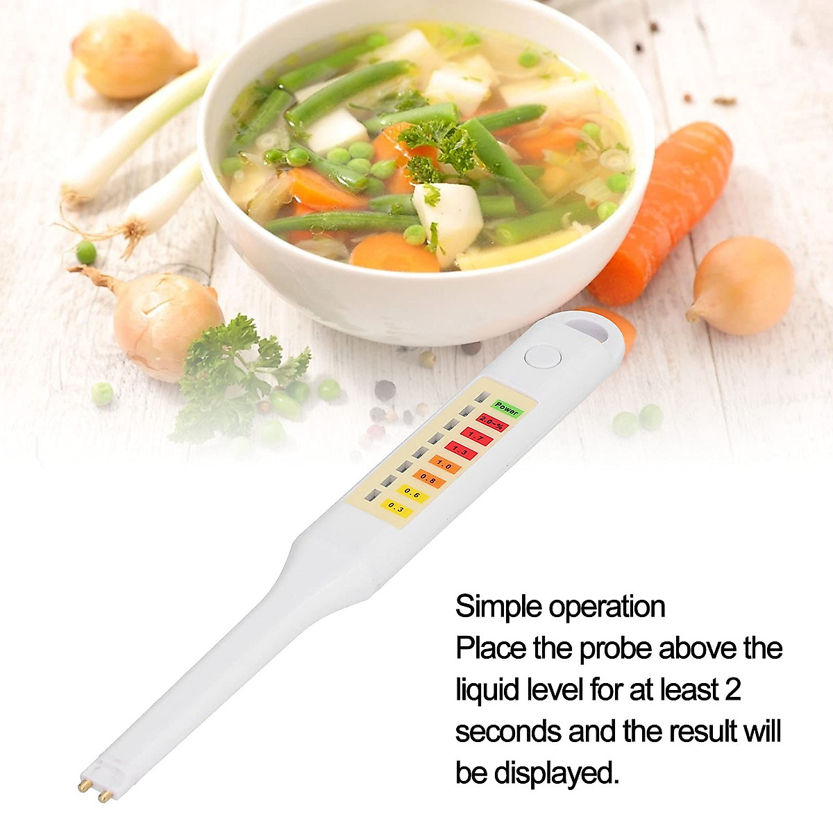 HOLPPO Food Salinity Tester,Pen‑Type Vegetable Soup Saltiness Concentration Tester,Portable Lightweight Salinity Pen,for Home Kitchen