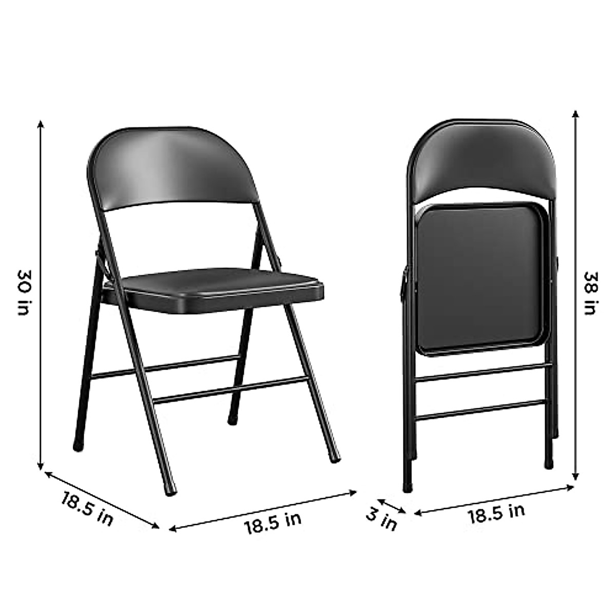 COSCO Vinyl Folding Chair, 4 Pack, Black