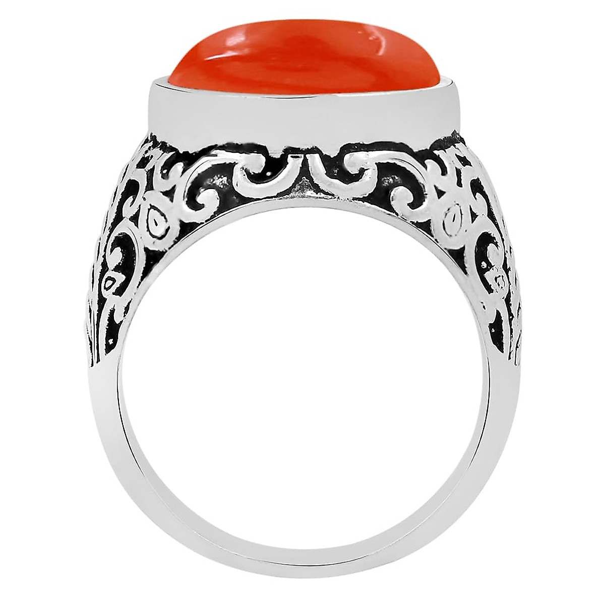 8,55 Cts Solitaire Natural Carnelian Ring 925 Silver Overlay Size 8 For Women, Orange Stone July Birthstone Ring Jewelry Gifts For Her