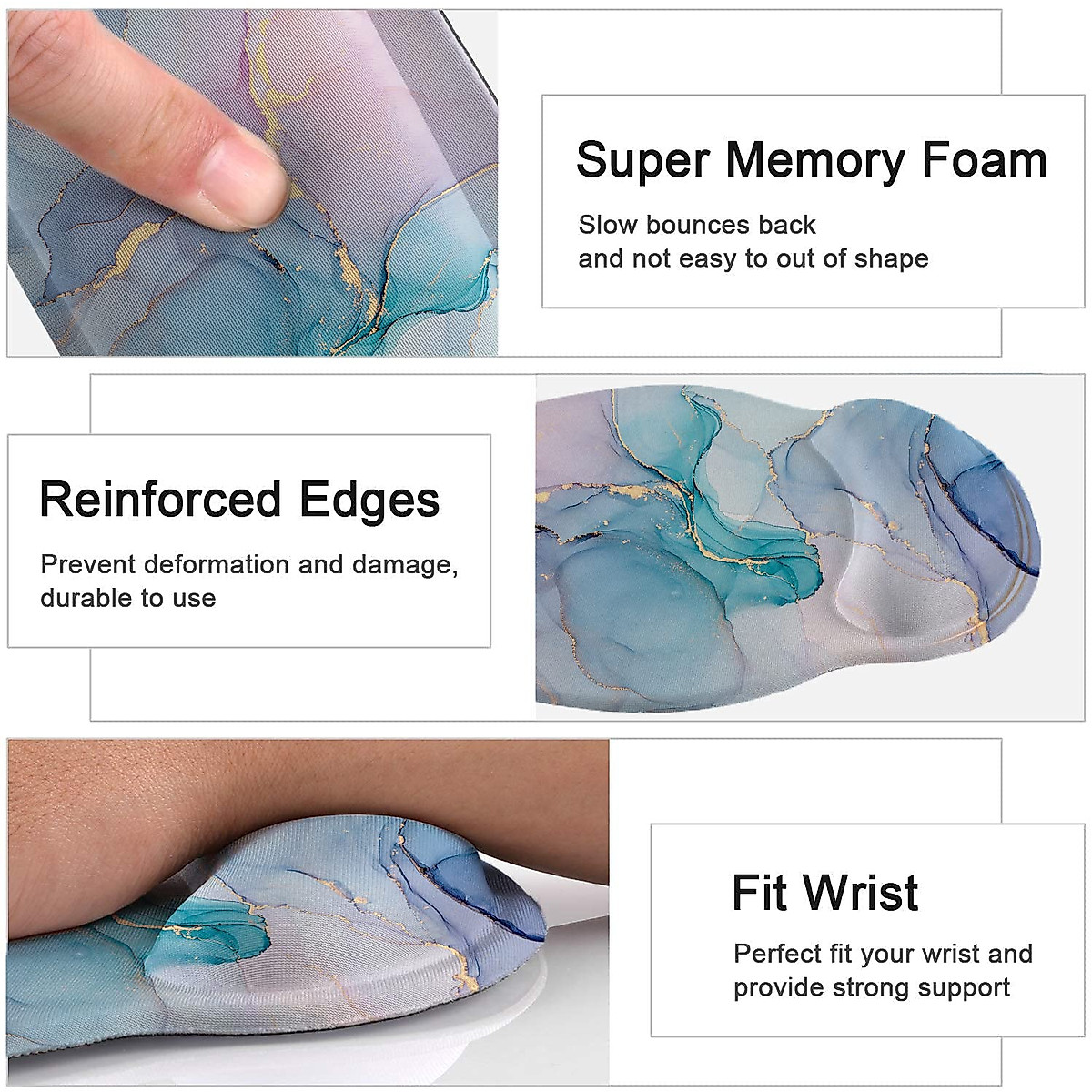 Keyboard Wrist Rest and Mouse Pad with Wrist Support, Ergonomic Memory Foam Mouse Pad for Gaming and Office, Pain Relief Mouse Pad and Wrist Support Set