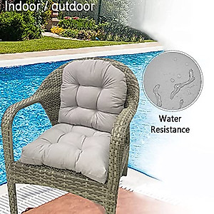 Srutirbo Outdoor Chair Seat Cushions Set of 2, Waterproof 19" x 19"U-Shaped Patio Chair Cushions for Indoor/Outdoor Wicker Chair Rocking Chairs, Garden Furniture Kitchen Dining Room (Light Grey)