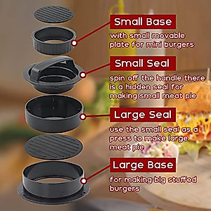 enter  3 Sizes in 1 Stuffed Burger Press,Hamburger Patty Maker Rings Molds with 100pcs Burger Papers,Set of 2