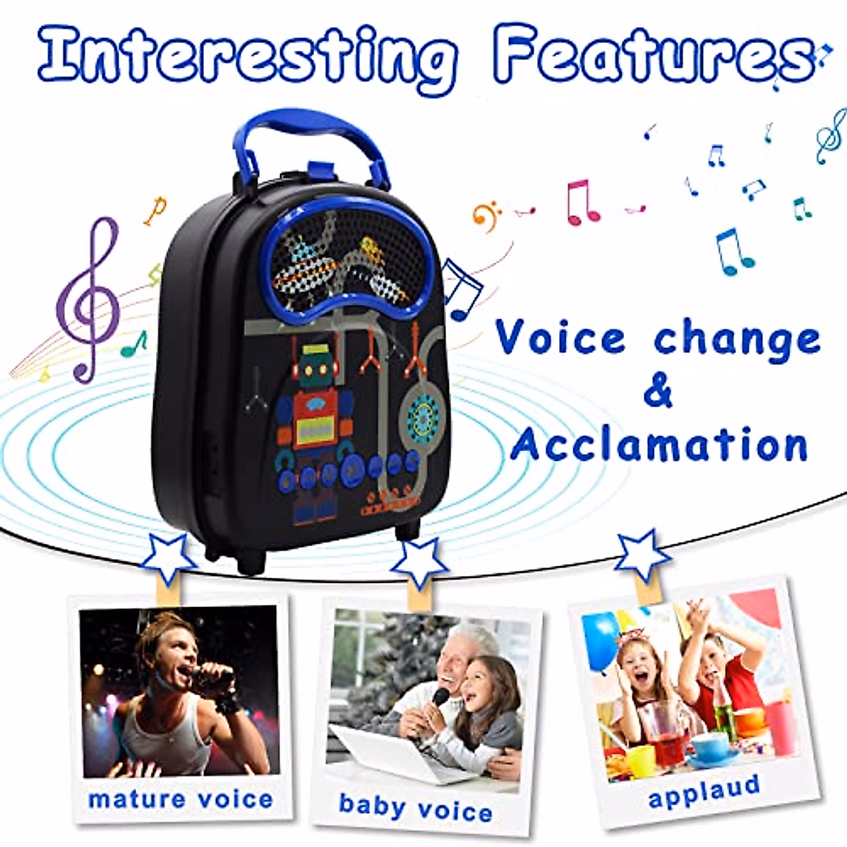 Kids Karaoke Machine for Boys Girls with 2 Microphones Portable Toddler Singing Machine Bluetooth Children Karaoke Toy Speaker Gift for Birthday Festival