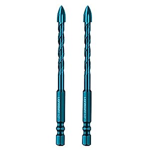 2 Pcs 1/2inch (12mm) Extra Long Hex Shank Concrete Masonry Drill Bit Set 4 Cutting Edges Cross Spear Head Carbide Drill Bit for Ceramic Tile Glass Plastic and Wood