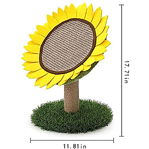 Lovely Caves Sunflower Cat Scratching Post with Sisal Covered, Cat Claw Scratcher Pole for Kitten, Flower Cat Tree Furniture Scratch Post