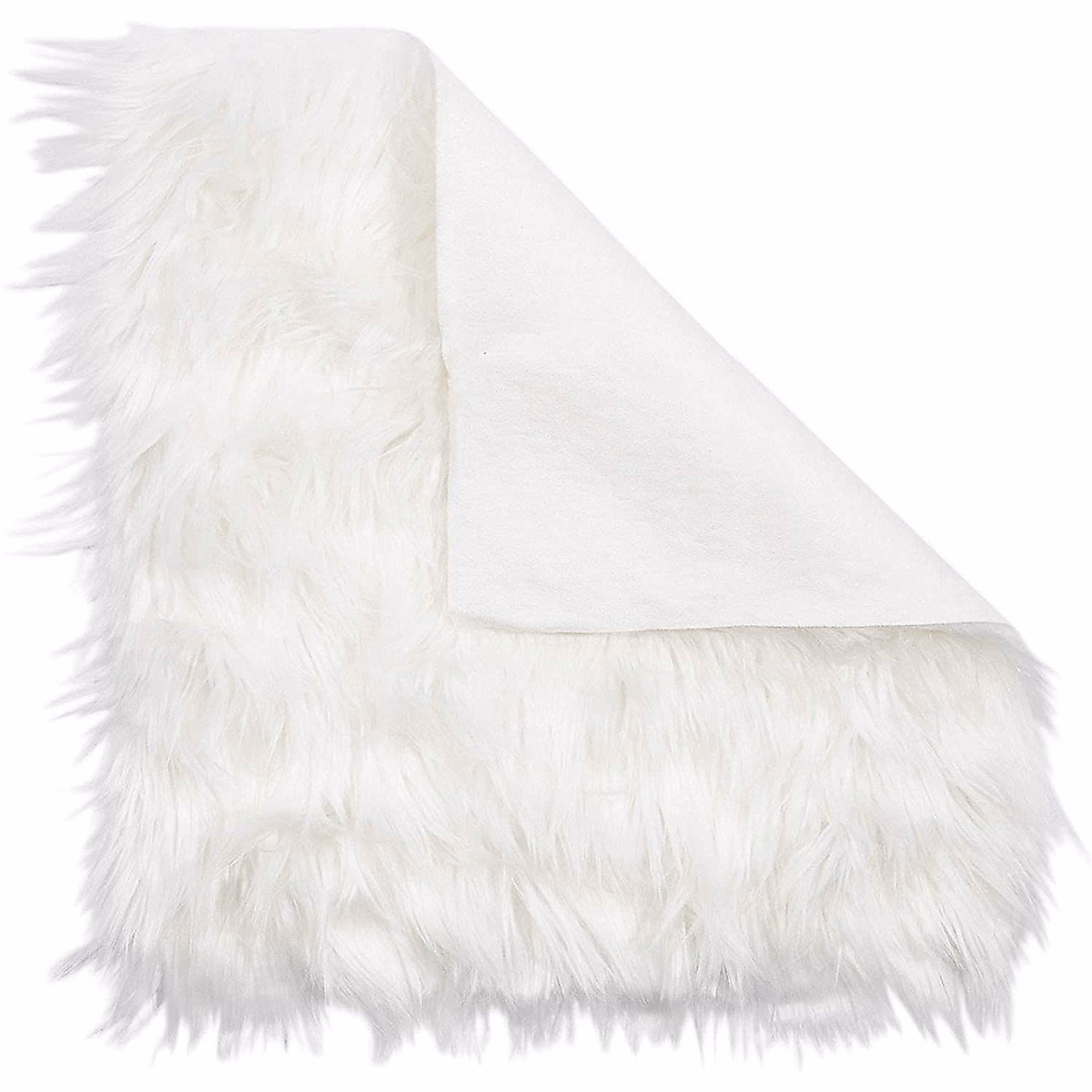 2-Pack 18x18-Inch Faux Fur Fabric Squares, Shaggy White Synthetic Fur Sheets for Crafting and Sewing Projects, Costumes for Pets and Dolls, Throw Pillow and Scatter Cushion Making Supplies