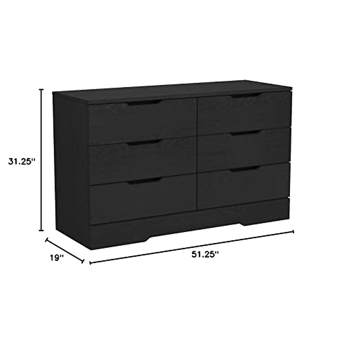 South Shore Holland 6-Drawer Double Dresser, Black Oak