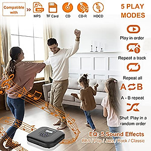 CD Player Portable, MONODEAL Bluetooth CD Player with Speakers and FM Transmitter, Rechargeable 1800mAh CD Player for Car and Home with LED Screen