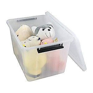 Farmoon 50 Quart Clear Storage Bin, Large Plastic Stackable Box with Lid, 4 Packs