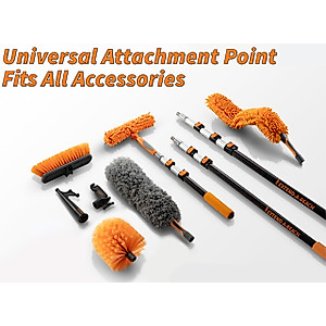 30 Foot High Reach Duster Kit with 7-24 ft Extension Pole // High Ceiling Dusting and Window Cleaning Kit with Telescopic Pole // Window Washer & Squeegee, Cobweb Duster, Fan Blade and Feather Duster