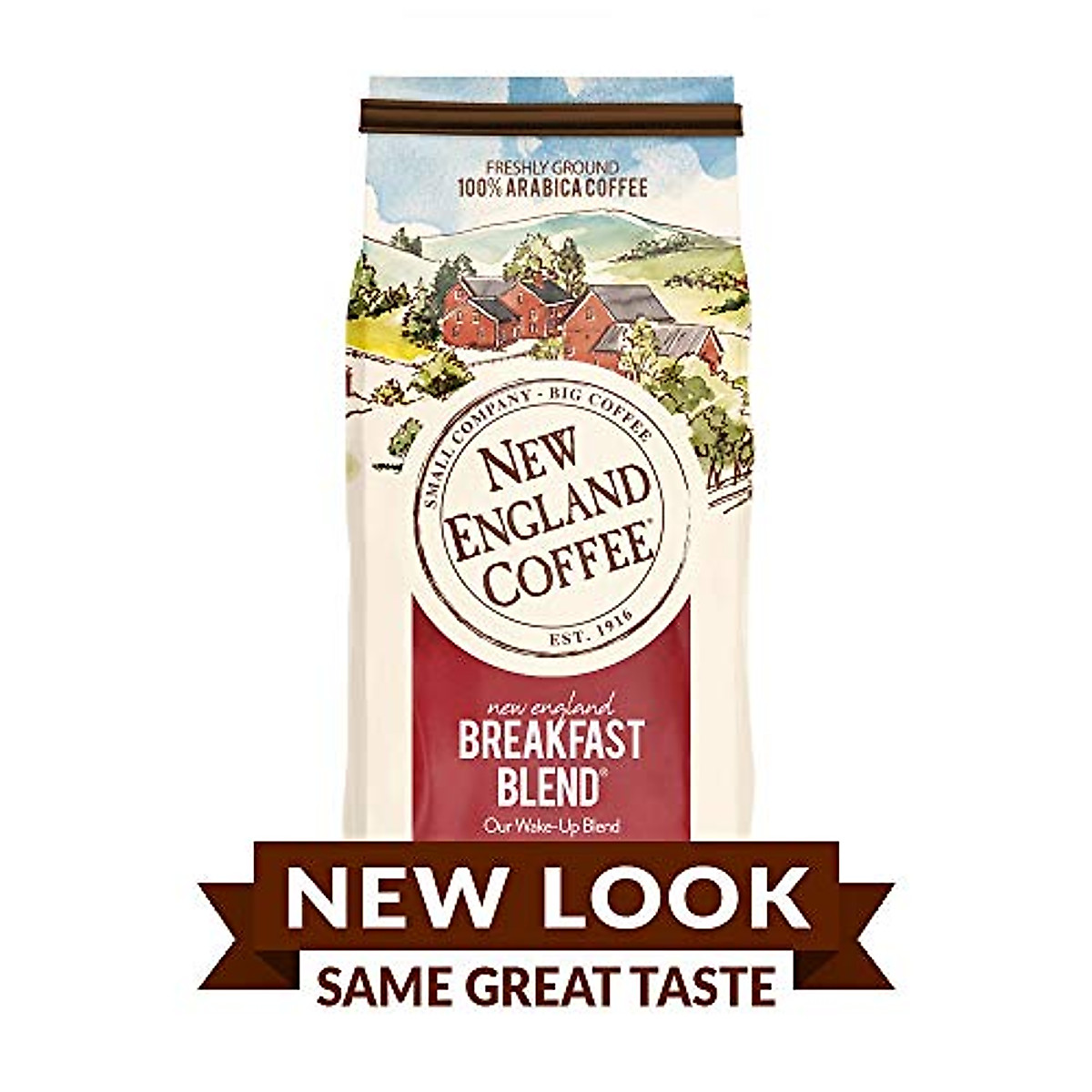 New England Coffee, New England Breakfast Blend, Medium Roast Ground Coffee, 24 Ounce Bag