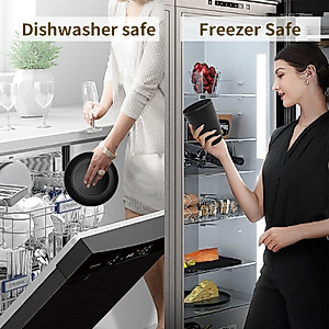 VIVAHEARTH 16-Piece Wheat Straw Dinnerware Sets, Dishes Set for 4, Unbreakable Plates, Bowls, Cups Sets for Kitchen Parties Camping RV - Black