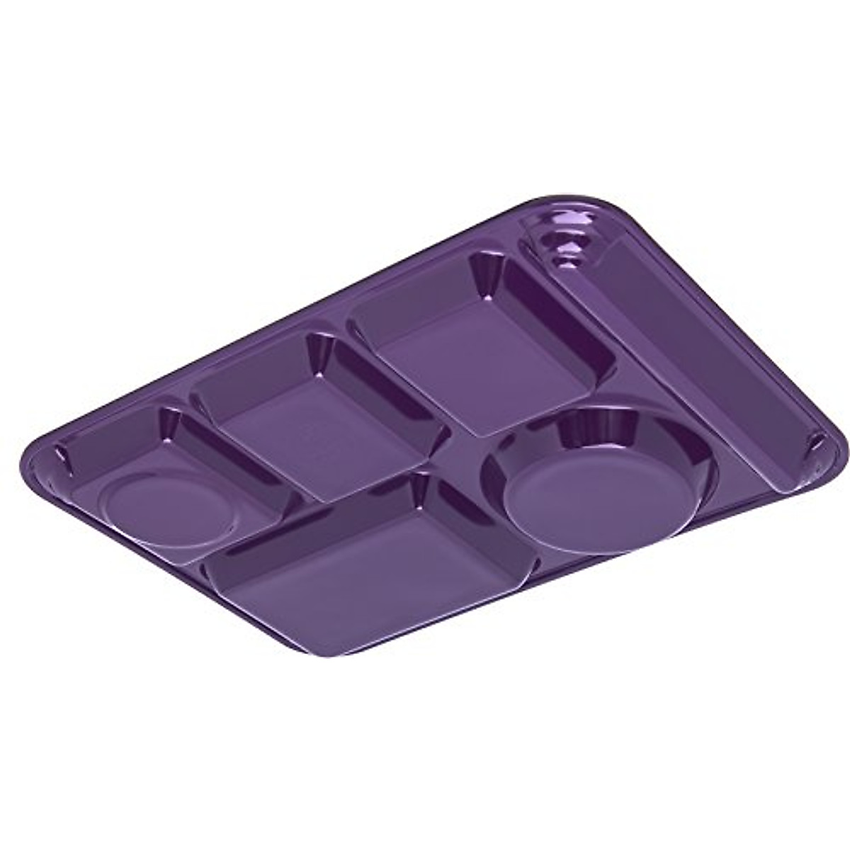 Carlisle FoodService Products Left-Hand Heavyweight 6-Compartment Melamine Tray 10" x 14" - Purple