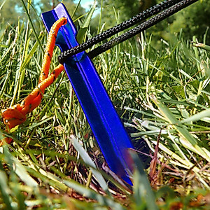 Tent Stake Pegs Pack of 10 with 44m Reflective Lines Ropes and 4 Line Cord Adjuster Stakes for Camping Hiking (Blue)