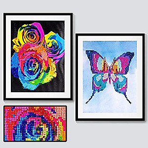 Dazz 3D Gemstone Painting Butterfly & Roses Pack of 2 by Horizon Group USA, Includes 2 8”X10” Diamond Dotz Painting, Rhinestone Sheets for Adults & Children, Gem Tray & Stylus Included.Multicolored