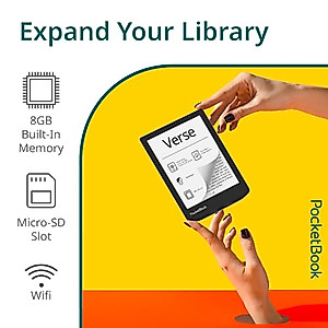 PocketBook Verse E-Reader | Eye-Friendly 6'' E-Ink Carta™ HD Touchscreen | Adjustable SMARTlight | Up to 1 Month of Battery Life | WiFi & Memory Card Slot | E-Book Reader in Bright Blue