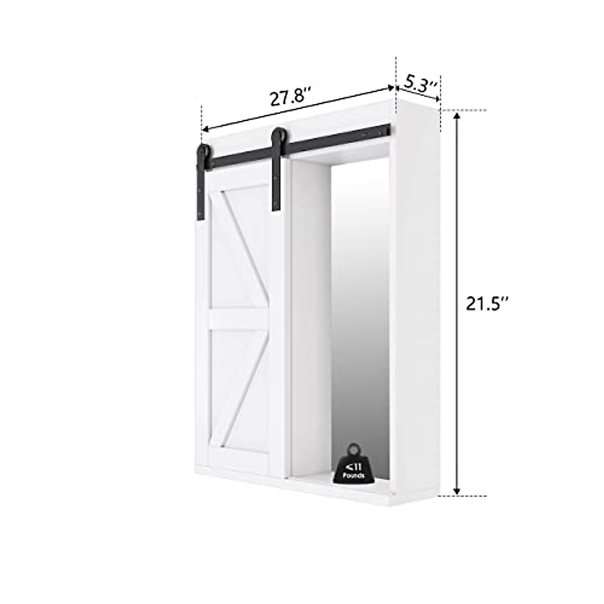 BARNER HOME Wall Mounted Medicine Cabinet with Mirror, Bathroom Wall Cabinet Farmhouse Sliding Barn Door with 3 Tier Storage Cabinet for Living Room,White