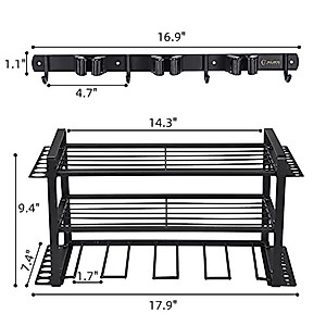 ALIEN SYSTEM Power tool shelf and storage hooks (Power tool organizer & Mop holder)