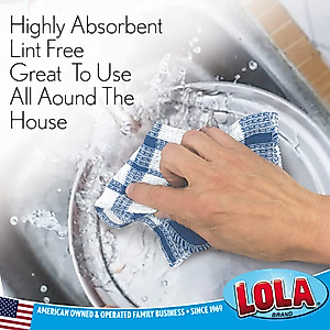 LOLA Products All Purpose Cleaning Cloths, 100% Cotton, Woven Fibers, Reusable & Machine Washable, Highly Absorbent, Lint Free, 12" x 13", 12 Pack