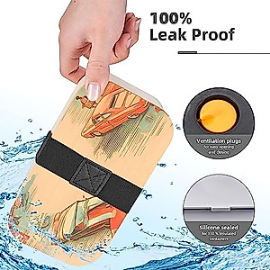 Poster Car Adult Lunch Box, Bento Box, With Cutlery Set Of 3, 2 Compartments, Rectangular, Lunch Box For Adults