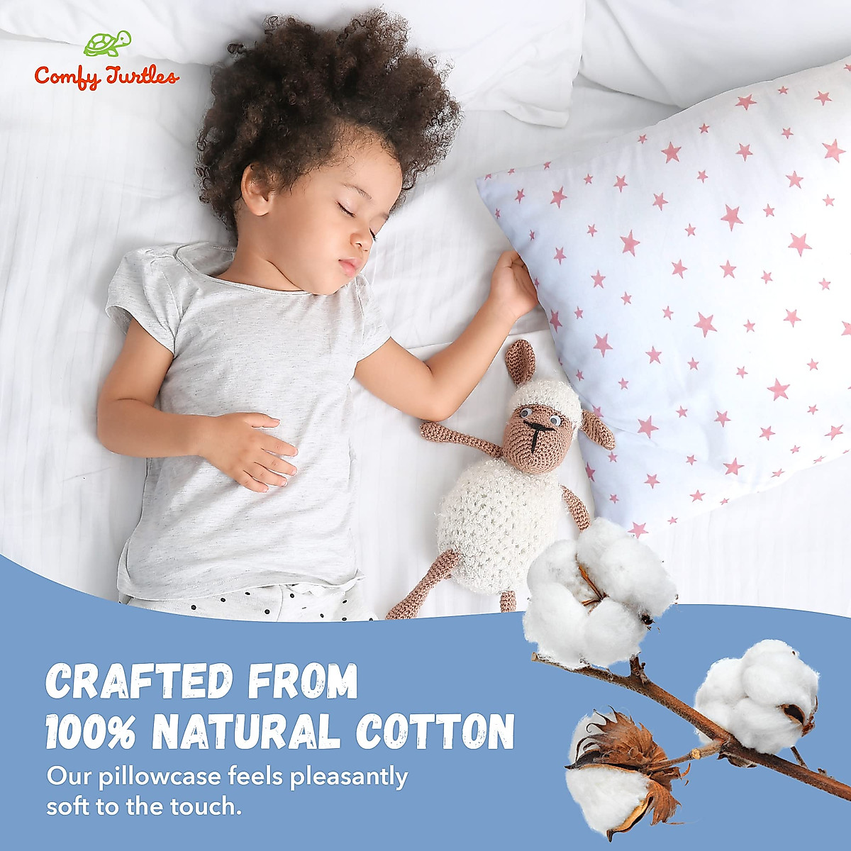 13x18 Toddler Pillowcase Cotton - Toddler Pillowcase Star, White Travel Pillow Case Cover, Toddler Breathable Pillow Case Star - Pink Stars on White