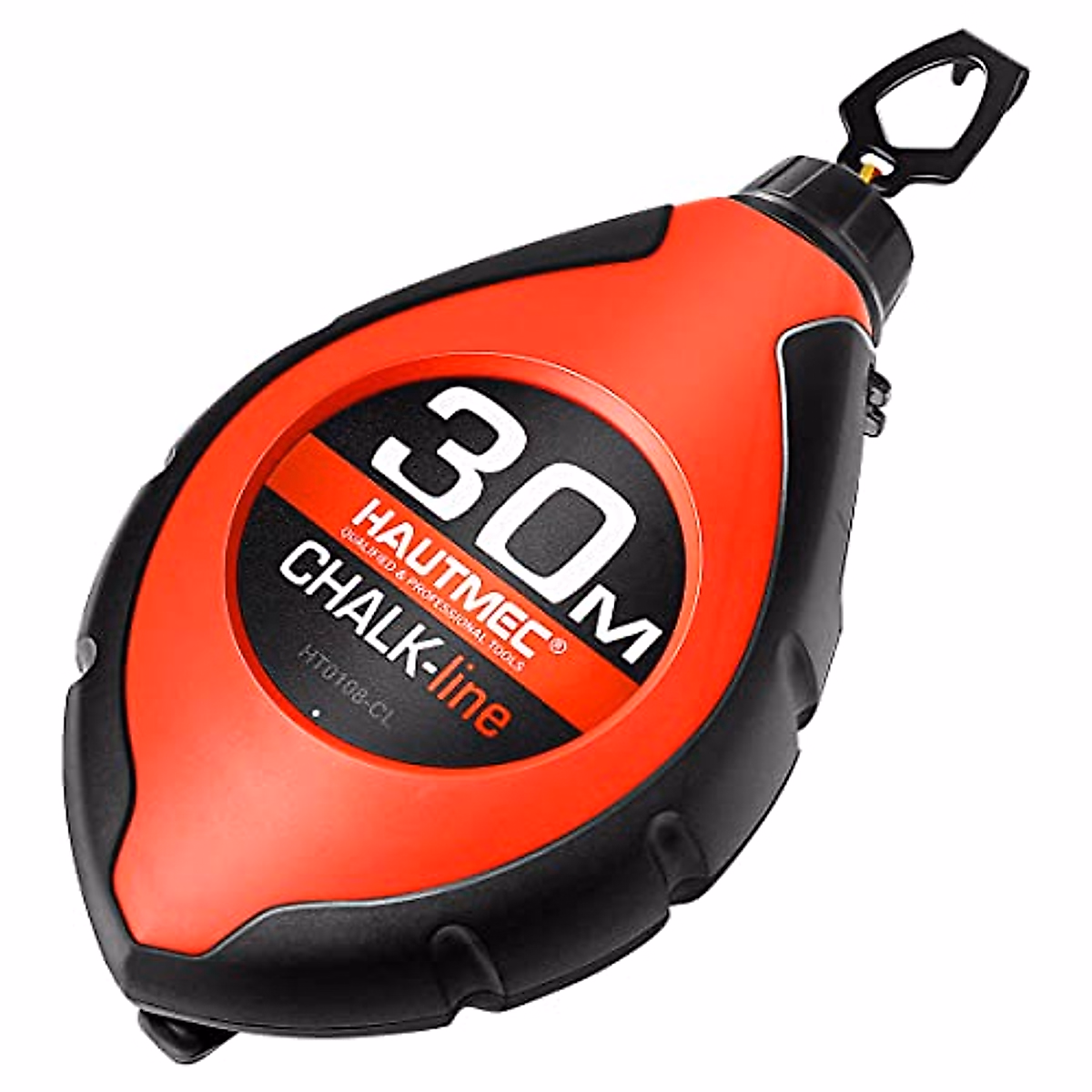 HAUTMEC Pro Compact Chalk Line,30m/100ft Chalk Reel/Box,6 Ratio Speed Winding,Bold Chalk Line & Integrated Handle Release,for Carpenters and Builders HT0108-CL
