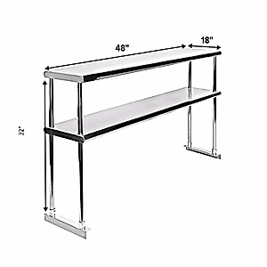 Express KitchQuip NSF Certified 18 Gauge Heavy Duty Stainless Steel Double overshelf with Brackets for Kitchens, Utility Rooms, Storage, Offices & Home
