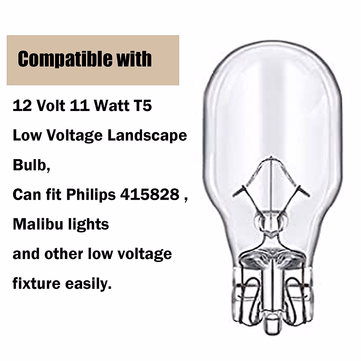 Landscape Light Bulbs For Philips 12 Volt 11 Watt T5 Wedge Base Low Voltage Lights Bulbs/ Garden Light Bulbs/ Deck Light Bulbs/ Yard Light Bulbs/ Malibu Bulbs - 20 Pack