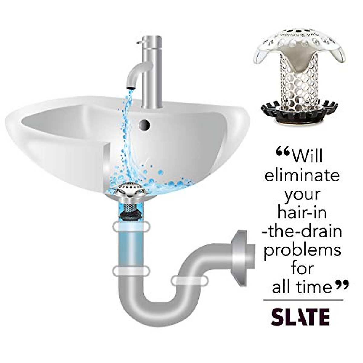 SinkShroom Ultra Revolutionary Bathroom Sink Drain Protector, Stainless Steel with Stopper