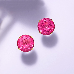 Ross-Simons 8.70 ct. t.w. Pink Topaz Stud Earrings in 14kt Yellow Gold