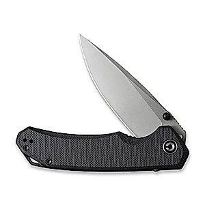 CIVIVI Brazen Folding Pocket Knife,3.5-Inch 14C28N Plain Edge Blade,Outdoor Camping Hiking Knife with Thumb Stud and Flipper opener,G-10 Handle Tool for EDC C2102C (Black)