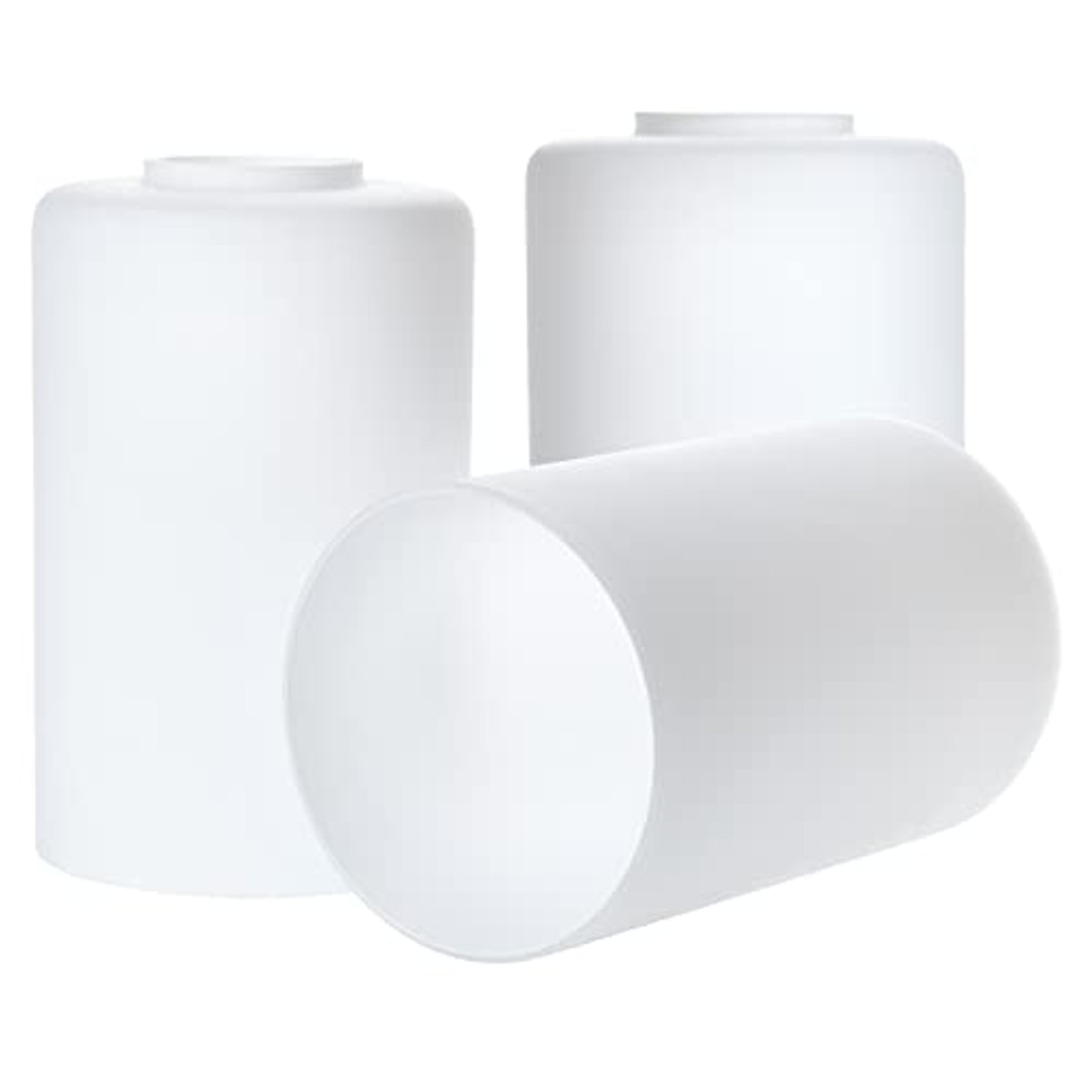GoldSwift 3 Pack Frosted Opal White Glass Lamp Shade Replacement Globe & Covers for Light Fixtures, 6" Tall, 1-5/8 inch Fitter, Soft White Cylinder Glass Shade for Chandelier Pendant Wall Sconces