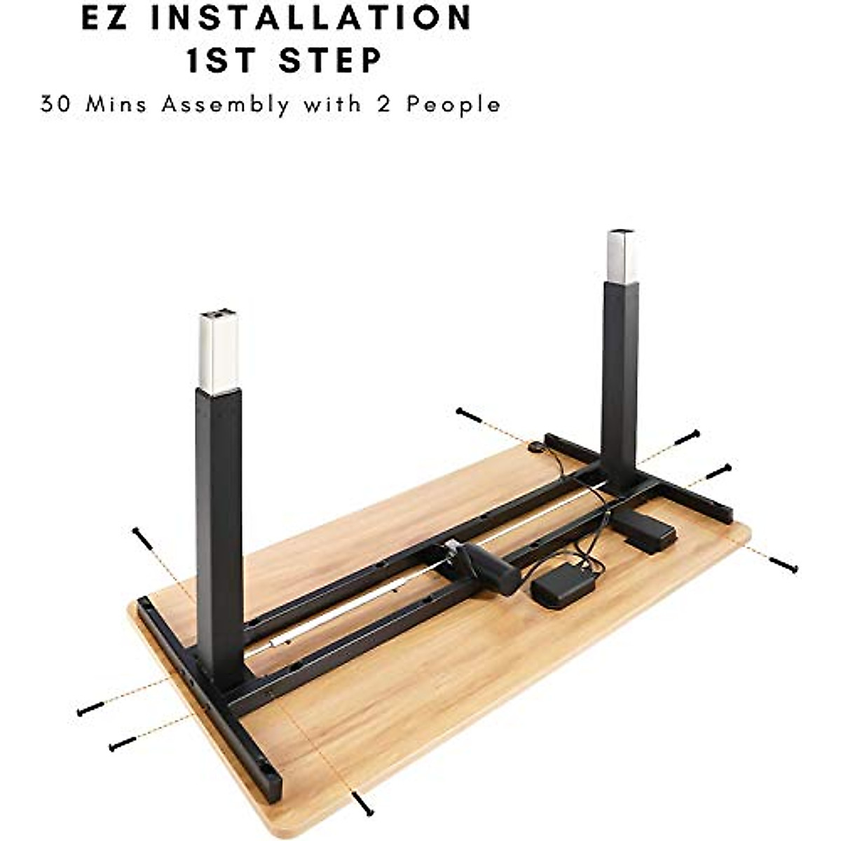 CAXXA Sit Stand Adjustable Height Desk Electric for Home Office (Urban Teak Tabletop, 48" x 24")