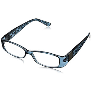 Foster Grant Women's Posh Rectangular Reading Glasses, Blue/Transparent, 52 mm, 1.50