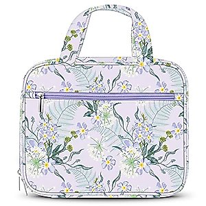 easymake Bible Covers for Women Zippered Pocket Bible Bags Carrying Case with Handles, Bible Cases Multi-Functional Organizer with Floral Pattern Purple on Cover, Gifts for Kids Girls Women