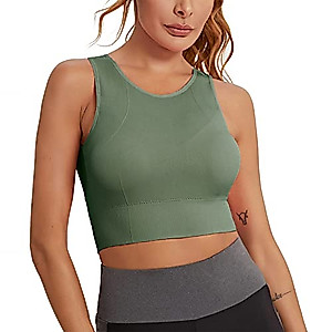 Sports Bras For Women Mesh Sports Bra Tank Top Padded Yoga Bras Workout Tops Workout Womens Clothing (Green, XXL)