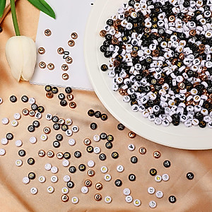 1900Pcs 7 Colors Round Letter Beads 4×7mm Acrylic Alphabet Beads with 1 Roll Elastic String for Bracelet Necklace Jewelry Making Supplies