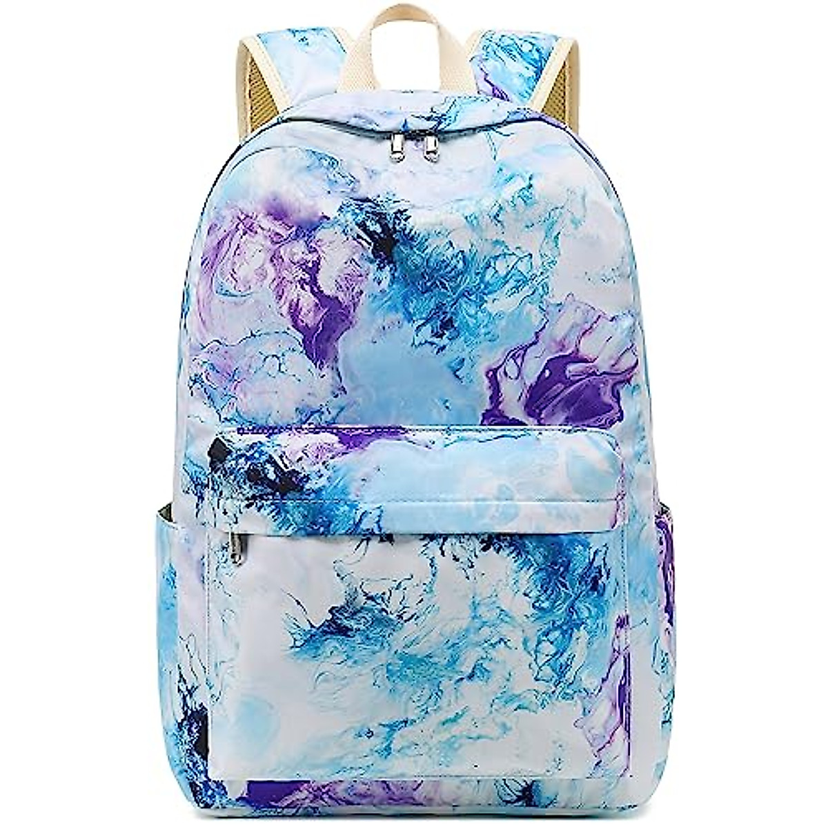 School Backpack for Teen Girls Bookbags Elementary High School Marble Laptop Bags Women Travel Daypacks (Marble Blue)