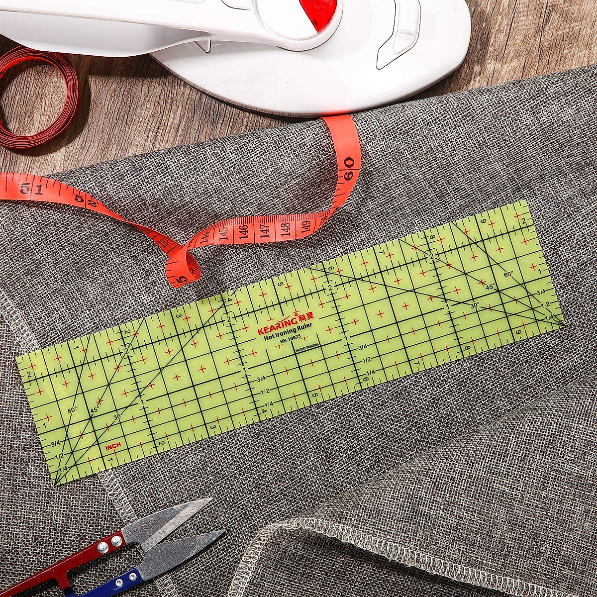 Hot Iron Ruler Hot Ironing Measuring Ruler, Hot Hemmer Ruler Heat Resistant Ruler Sewing Tools Measuring Handmade Tool for Electric Iron Home Ironing Work, 10 Inches