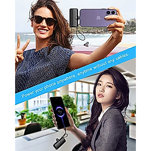 Aimenzunto Small Portable Charger Power Bank, 5000mAh with Lightning & USB C Dual Output Powerbank, LED Display Battery Pack Fast Charging for iPhone 14/13/12/11 Samsung Google Pixel Moto etc