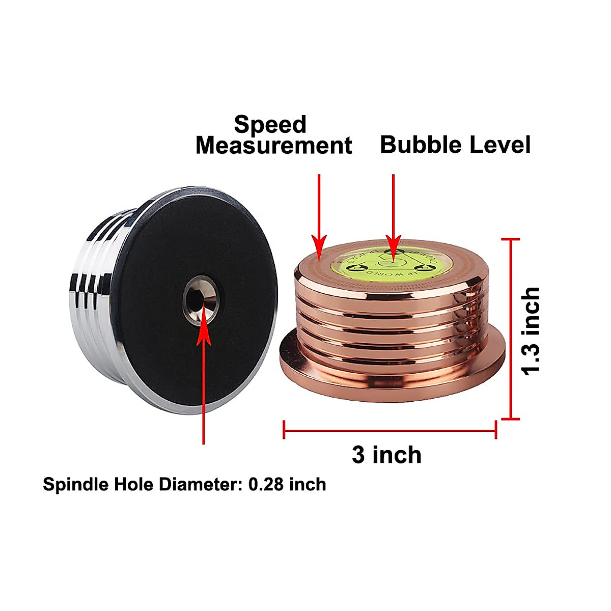 Record Weight 60HZ LP Disc Stabilizer Turntable Level Vinyl Clamp (60Hz, Gold)