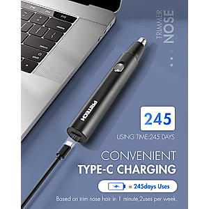 PRITECH Nose Hair Trimmer for Men & Women, Rechargeable, Portable, Washable, Dual-Edge Blades, 245 Days of Use