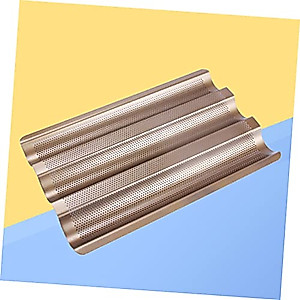 BIENKA 1pc Toast for Tray Steel Sub Pan Bake Non-stick Perforated Loaves Nonstick Oven Pans Wave Frame Bread Toasting Tool Rack Slots Loaf Forms Carbon Stick Size Kitchen Golden bread pan (Color : Go