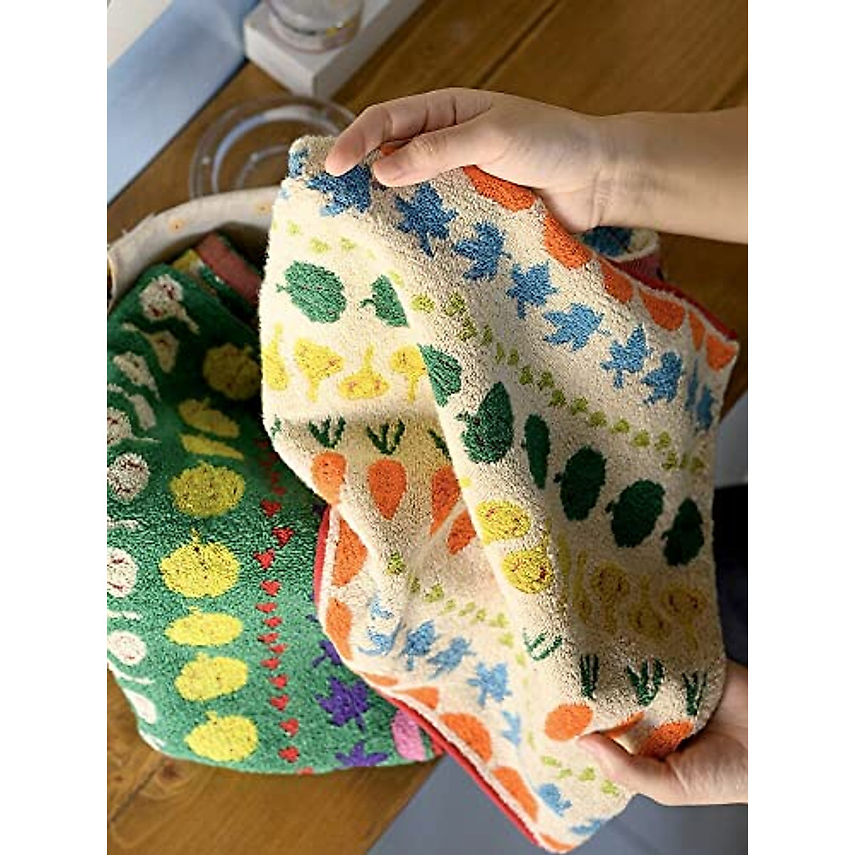 Cute Aesthetic Kitchen Towels, Aesthetic Kitchen Accessories, Set of 2 13.5X30 inches hand towels, Seasonal Kitchen Towels, Kids Bathroom Towels, Vegetable Kitchen Towels