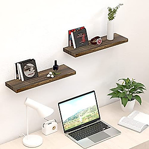 HOBBYMATE Floating Shelves | Rustic Shelf for Photo Picture Plant Display Invisible Installation Bracket, Versatile Iron Rail (Pack of 2)
