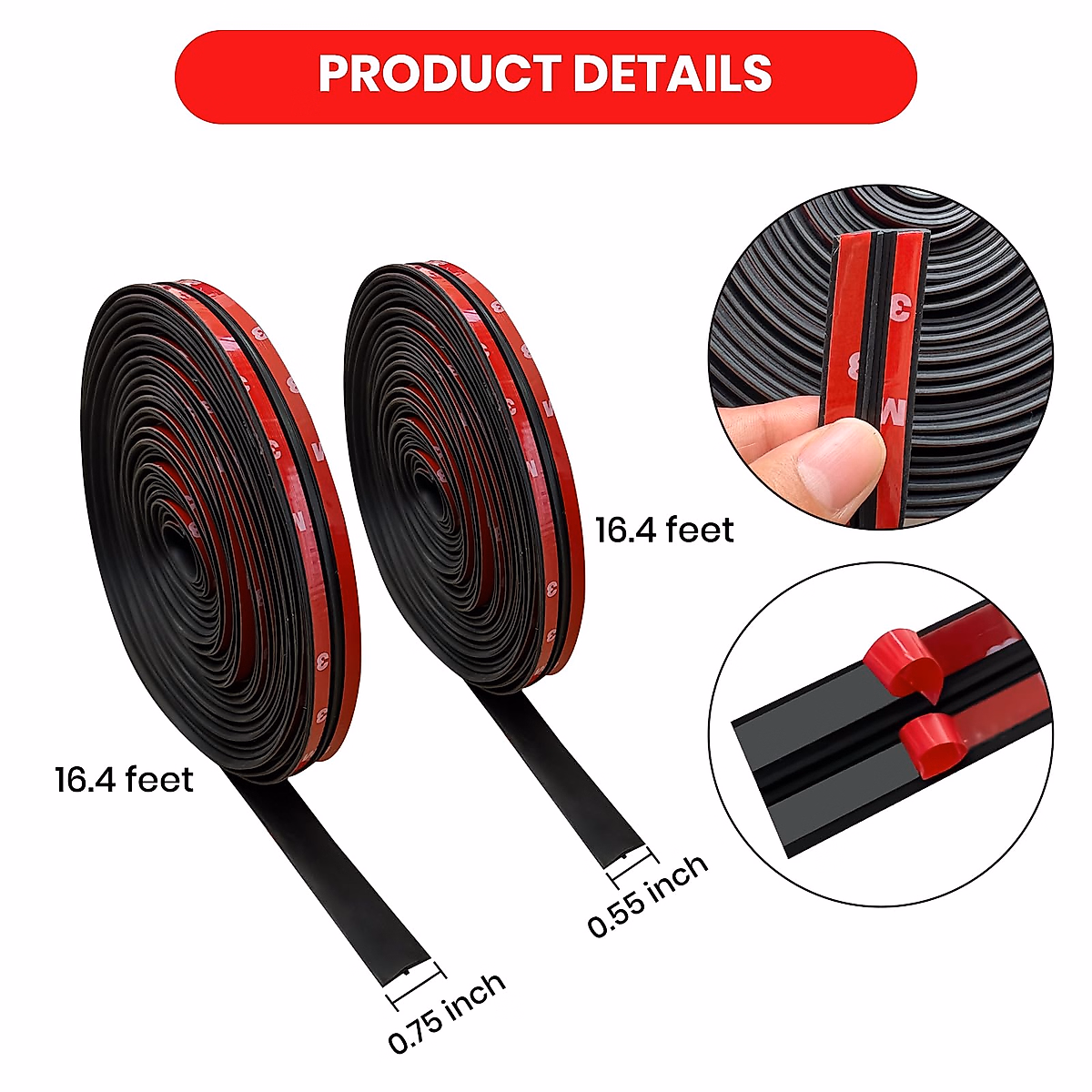 2PCS Windshield Rubber Seal Car Weather Stripping Trim T Shape Sealing Strip for Car Front Rear Windshield (32.8 Feet)