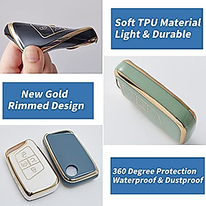 AKIYHIEI for Jeep Key Fob Cover Soft TPU Full Cover Protection Key Case for Grand Cherokee Renegade Chrysler 200 300 Dodge RAM Durango Challenger Journey Smart Key (Blue)