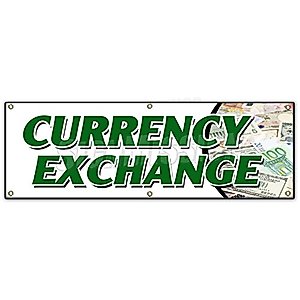 72" Currency Exchange Banner Sign Best Conversion Rate Fast Low Cost Dollar