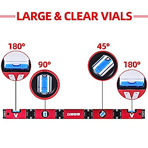 Foldable Level,BOWEITI 28 Inch Multi-Function Folding Level Measurement Tool with 45°/90°/180° Bubbles,Magnetic Versatile Hinged Level for Precise Leveling